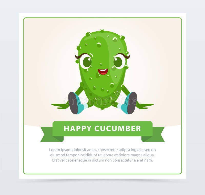 Cucumber Cute Anime Humanized Smiling Cartoon Vegetable Food Character ...