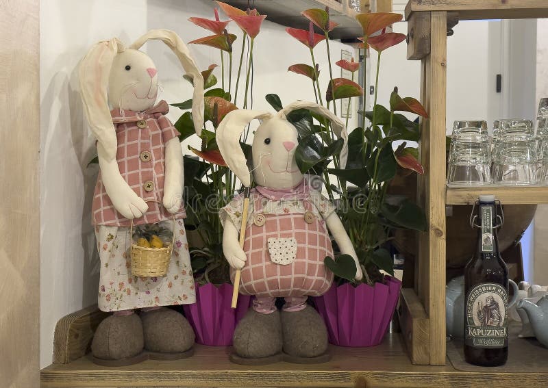 Cute Humanized Rabbit Decorations in a Restaurant in Cortona, Italy ...