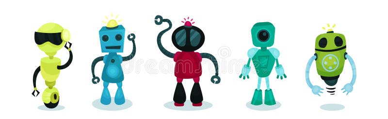 Cute Humanoid or Robot with Limbs As Artificial Intelligence Vector Set ...