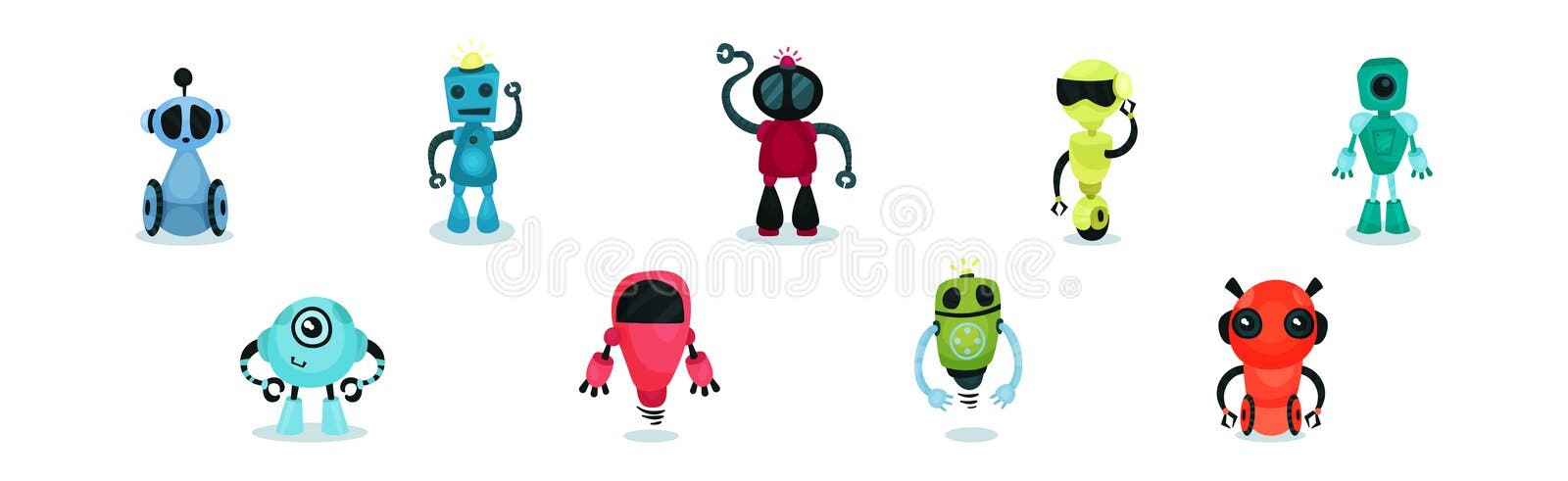 Cute Humanoid or Robot with Limbs As Artificial Intelligence Vector Set ...