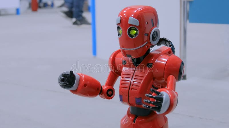 Funny Humanoid Robot with Display Face Talking and Moving Head Stock ...