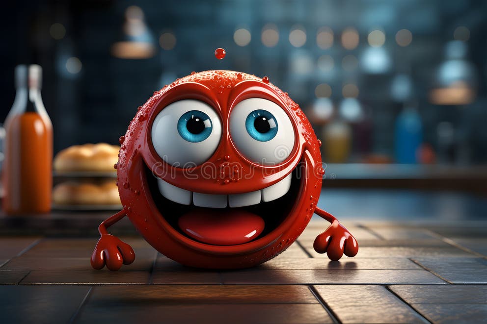 Cute Hungry Smiley Face, 3D. Stock Illustration - Illustration of ...