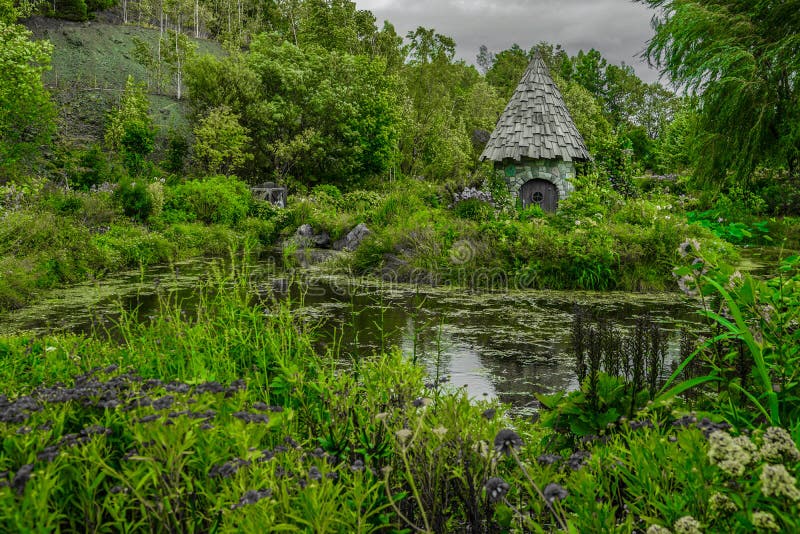 Cute hut in the woods stock photo. Image of roof, triangle - 235381026