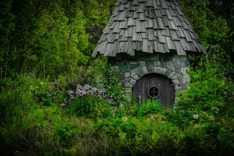 Cute hut in the woods stock photo. Image of cute, great - 235382350