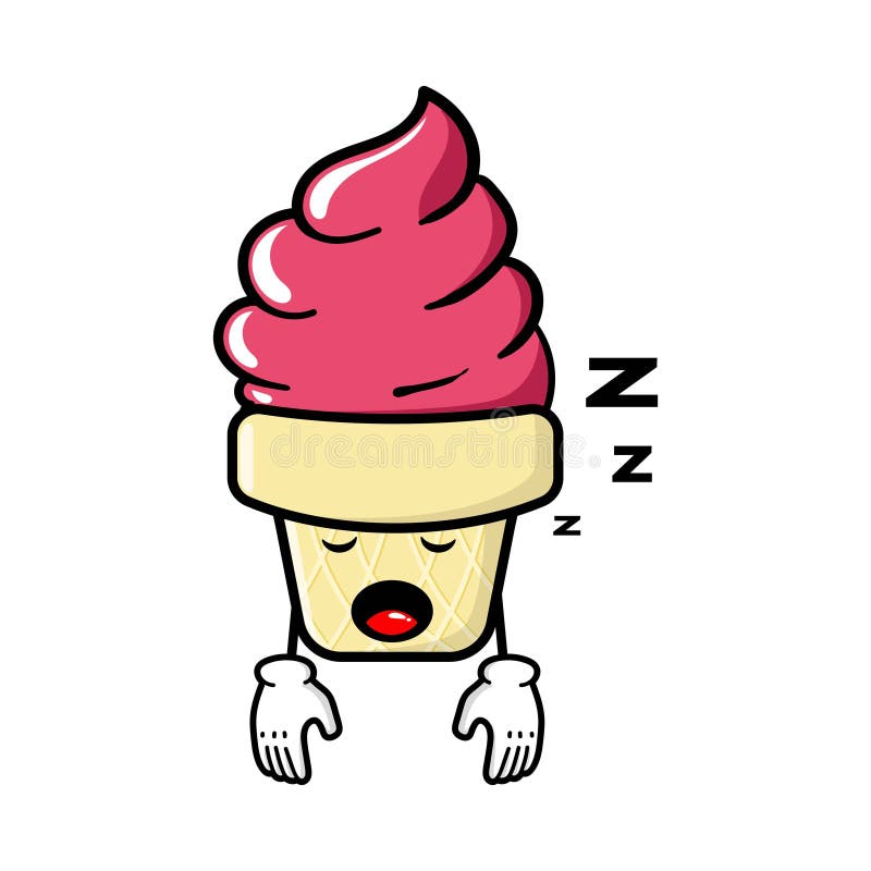 Cute Ice Cream Cartoon Mascot Character Stock Vector - Illustration of ...