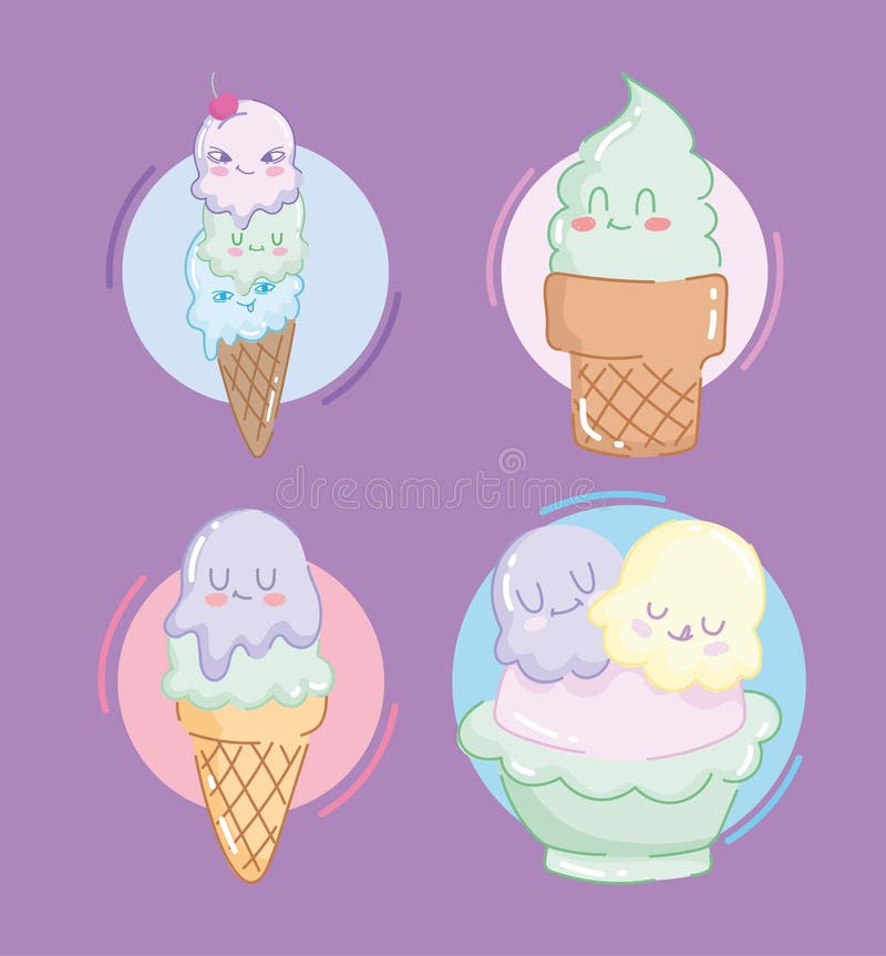 Cute ice cream set stock vector. Illustration of design - 219866289