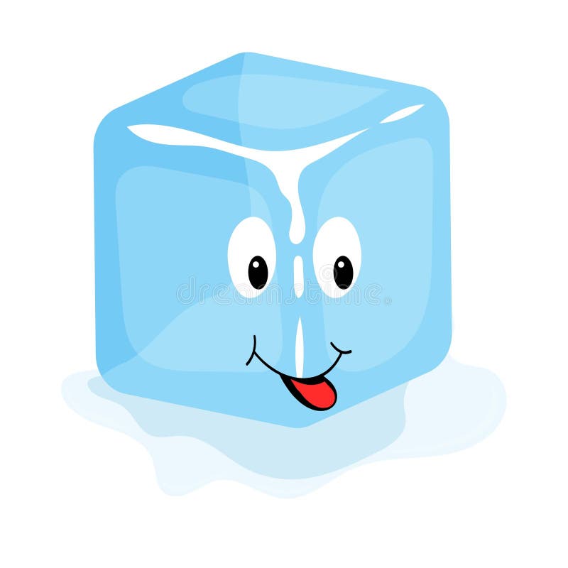 Cute Cartoon Ice Cube Character with Eyes and Mouth Stock Vector ...