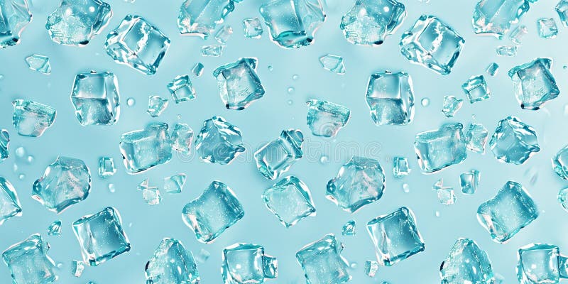 Cute Ice Cubes Pattern, Light Blue Background, High Resolution ...