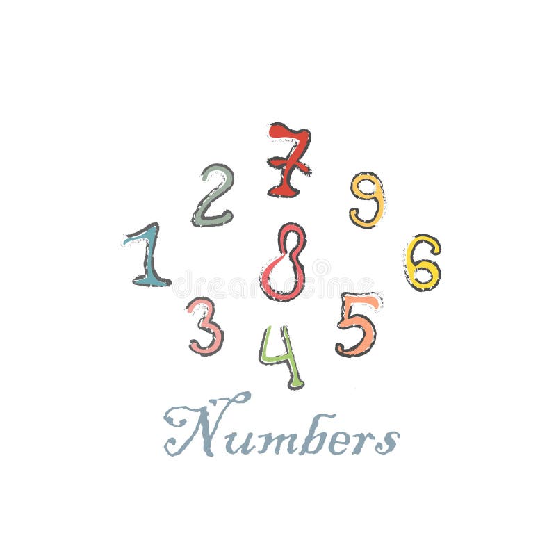 Cute Icon with Numbers. Hand Drawn Scandinavian Style Stock ...