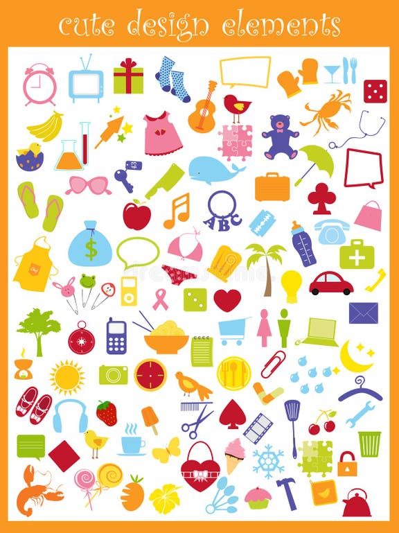 Cute icons stock vector. Illustration of mail, design - 9298699