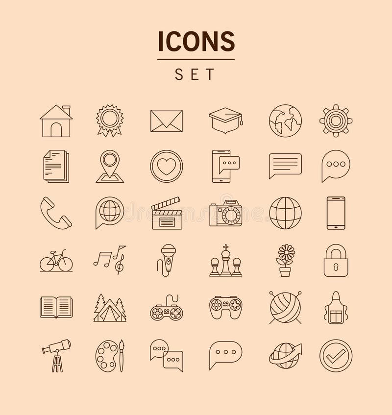 Cute icons set stock vector. Illustration of smartphone - 242555044