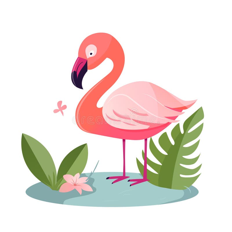 Cute Illustrated Pink Flamingo. Vector Illustration. EPS10 Stock Vector ...