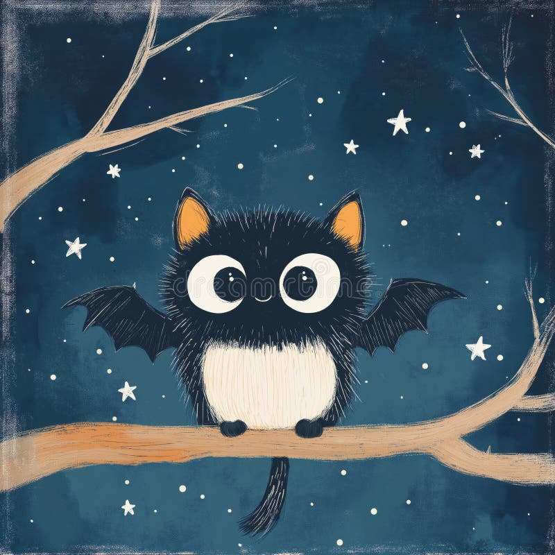 Cute Illustration of a Bat. Cute Bat Greeting Card Stock Illustration ...