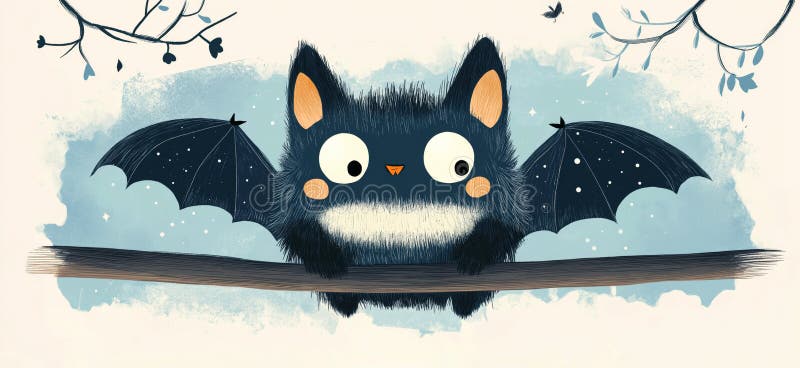 Cute Illustration of a Bat. Cute Bat Greeting Card Stock Illustration ...