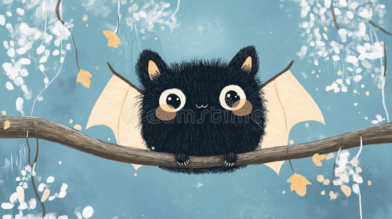 Cute Illustration of a Bat. Cute Bat Greeting Card Stock Illustration ...