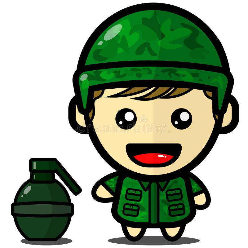 Cute Illustration of Boy Soldier with Grenade, Army Vector Stock Vector ...