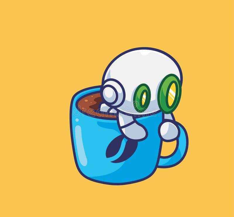 Cute Astronaut Robot Bathing on a Mug Coffee Stock Illustration ...