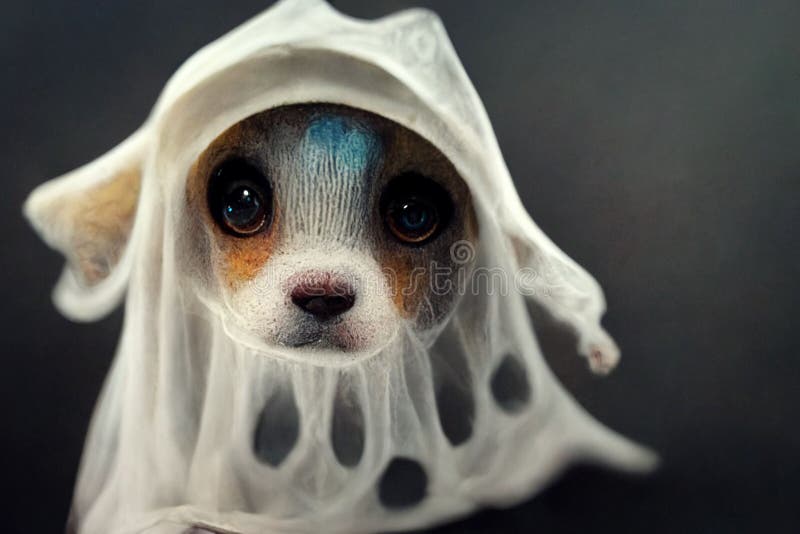 Cute Illustration of a Dog Dressed As a Ghost Stock Illustration ...