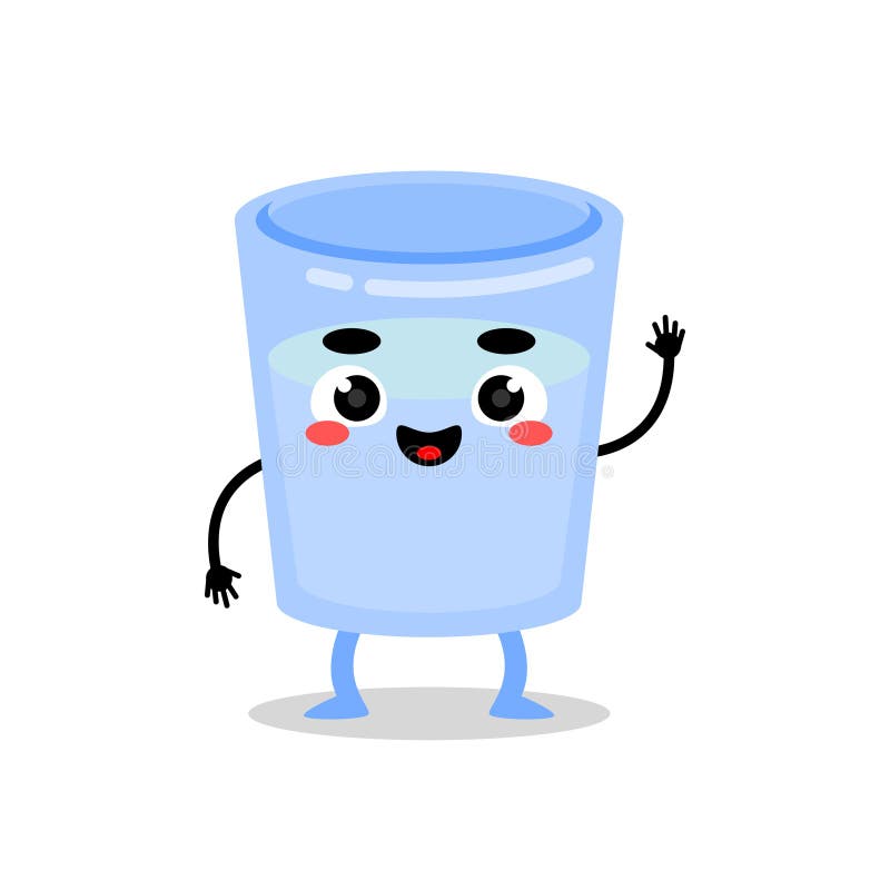 Cute Illustration of a Drinking Glass with Happy Emotion Stock Vector ...