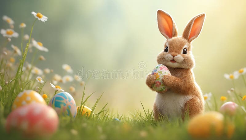Cute Illustration of Easter Bunny. Backdrop for a Happy Easter ...
