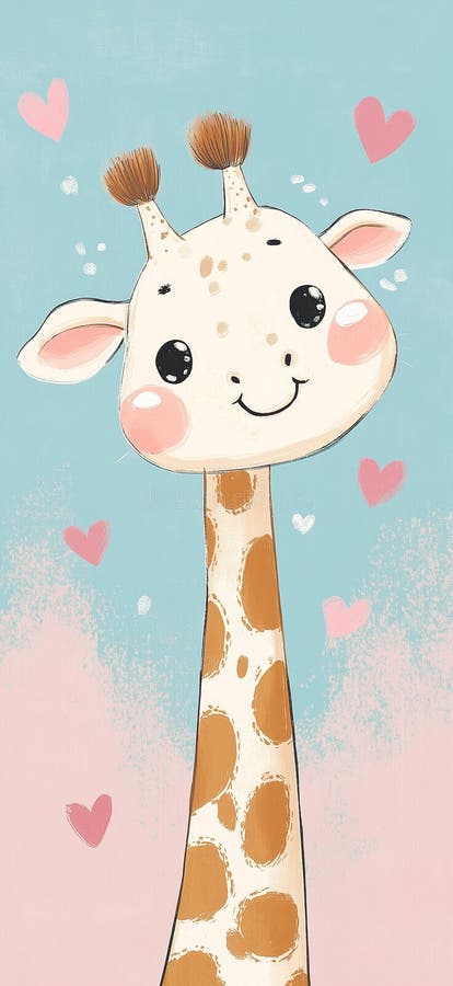 Cute Illustration of a Giraffe. Cute Giraffe Greeting Card Stock ...