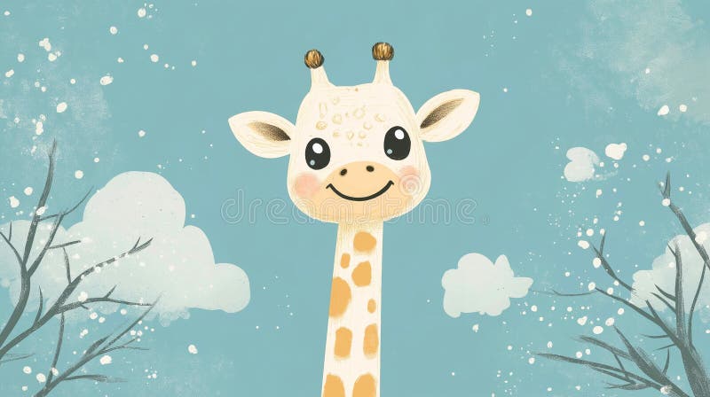 Cute Illustration of a Giraffe. Cute Giraffe Greeting Card Stock ...