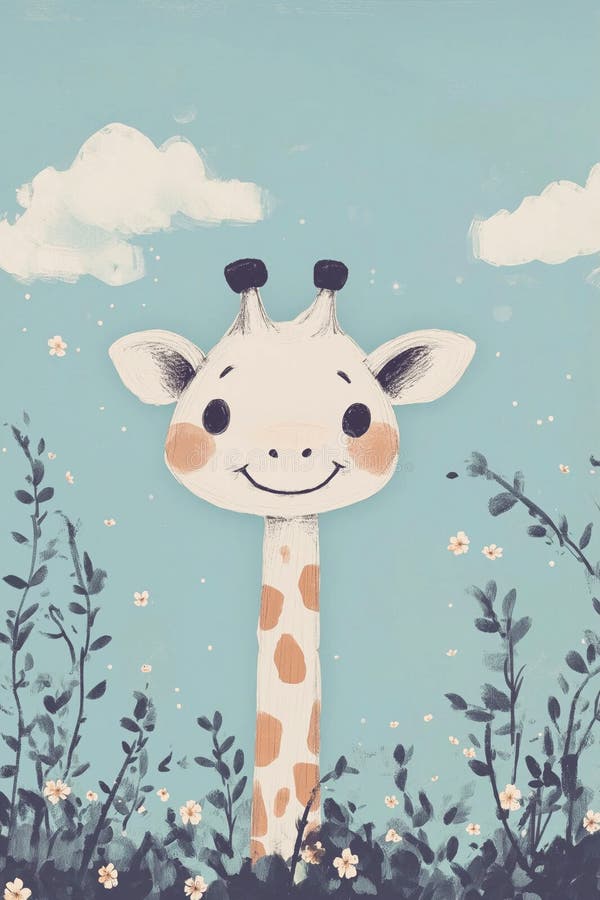 Cute Illustration of a Giraffe. Cute Giraffe Greeting Card Stock ...