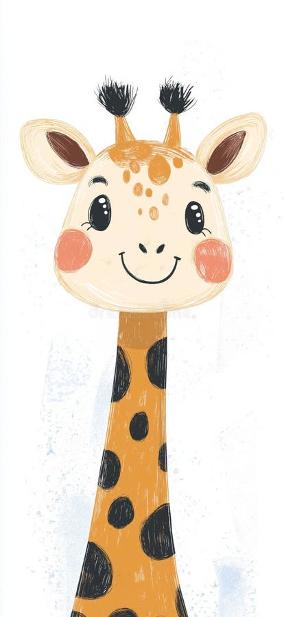 Cute Illustration of a Giraffe. Cute Giraffe Greeting Card Stock ...