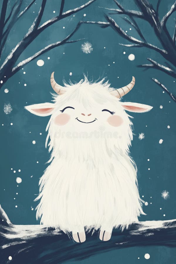 Cute Illustration of a Goat. Cute Goat Greeting Card Stock Illustration ...