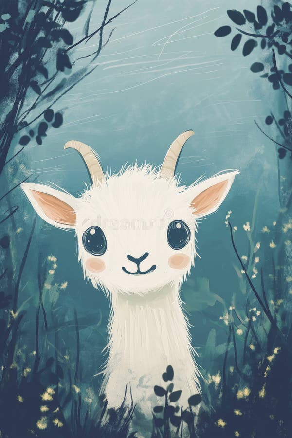 Cute Illustration of a Goat. Cute Goat Greeting Card Stock Illustration ...