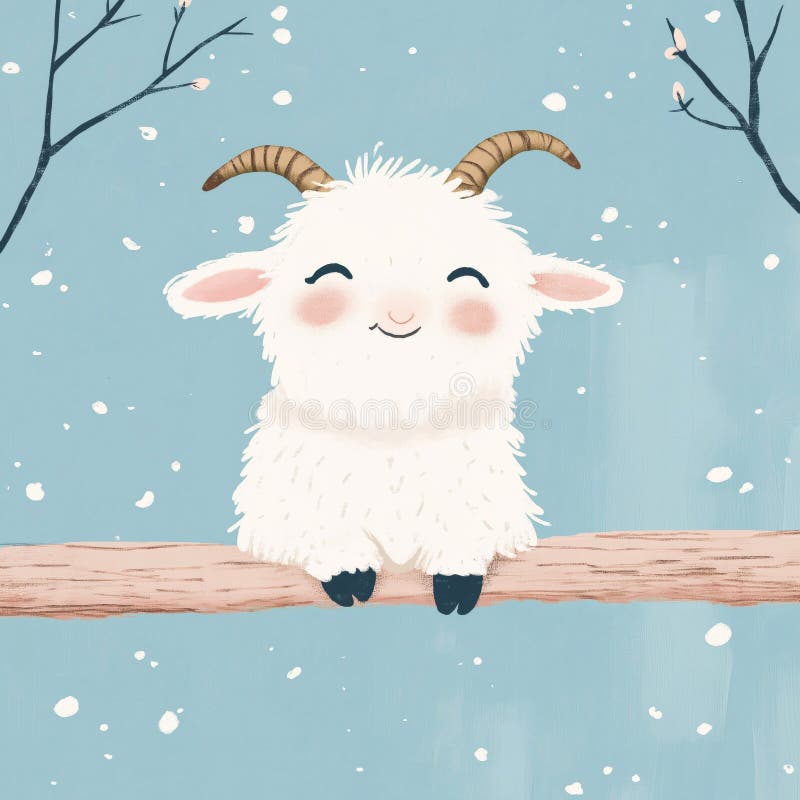 Cute Illustration of a Goat. Cute Goat Greeting Card Stock Illustration ...