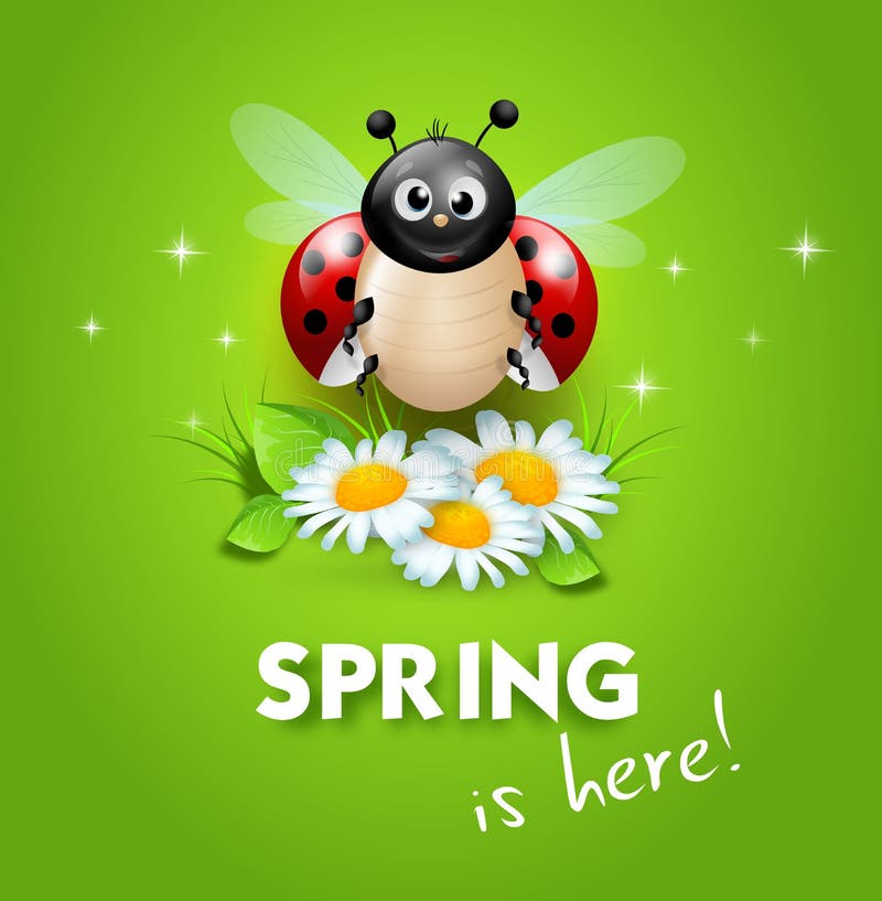 Happy Ladybug With Daisy, Illustration Stock Vector - Illustration of ...