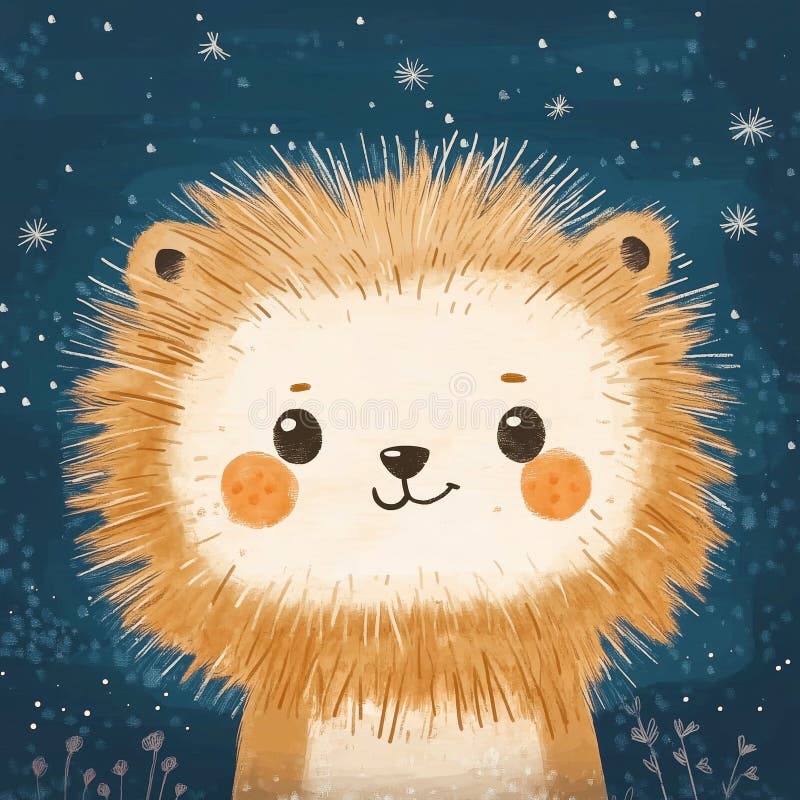 Cute Illustration of a Lion. Cute Lion Greeting Card Stock Illustration ...