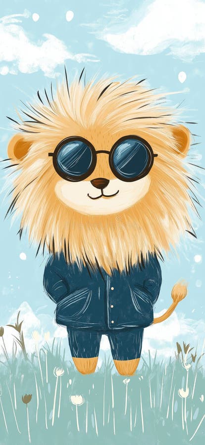 Cute Illustration of a Lion. Cute Lion Greeting Card Stock Illustration ...