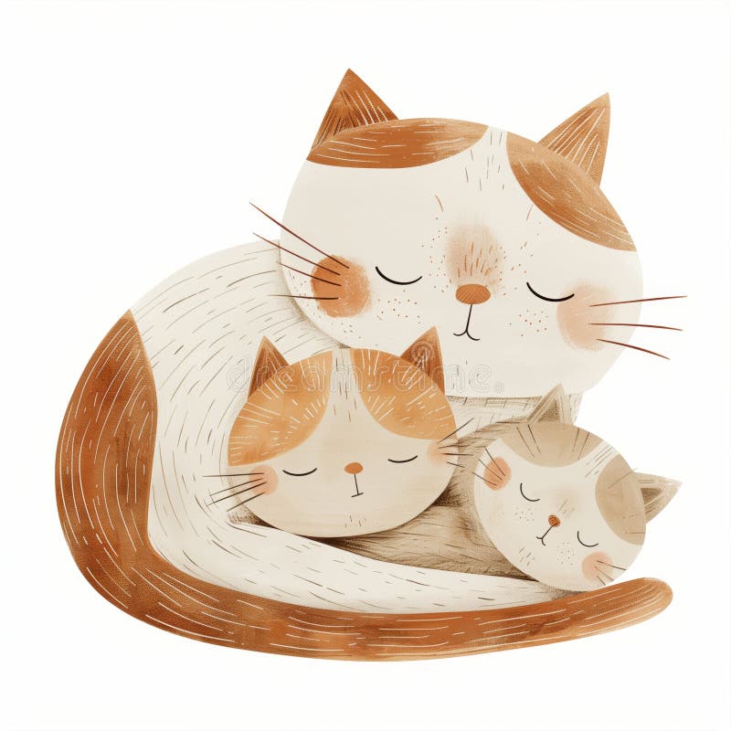 Mother Cat Kittens Drawing Stock Photos - Free & Royalty-Free Stock ...
