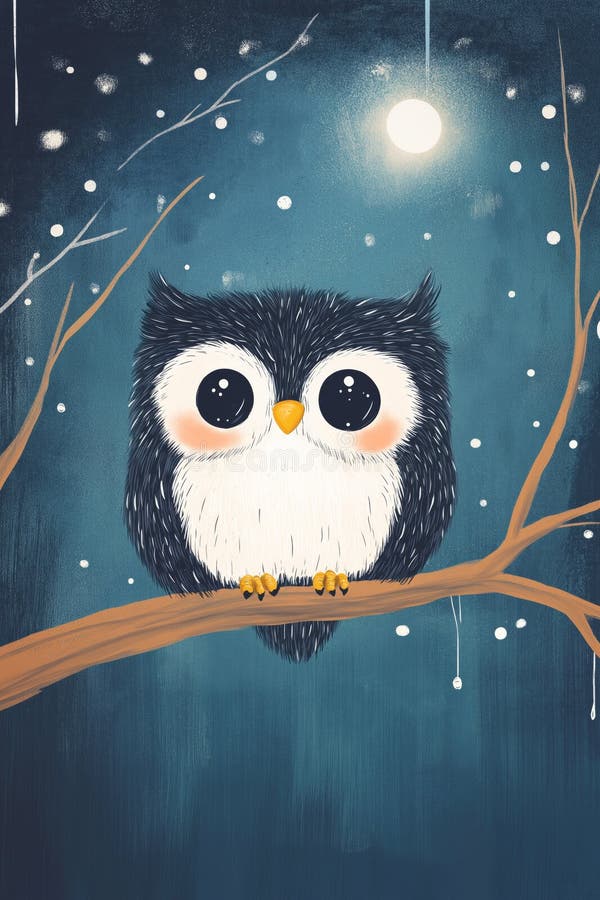 Cute Illustration of an Owl. Cute Owl Greeting Card Stock Illustration ...