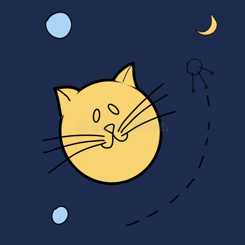Cute Illustration of a Planet in the Form of a Cat. Space-themed Ideas ...