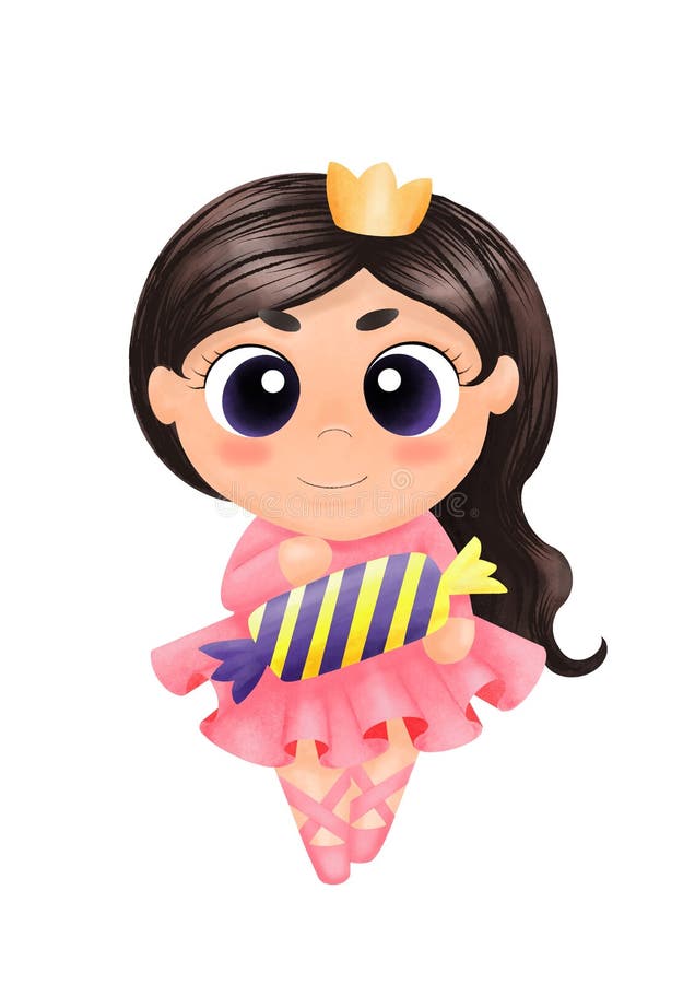Cute Illustration Princess with Candy Stock Illustration - Illustration ...