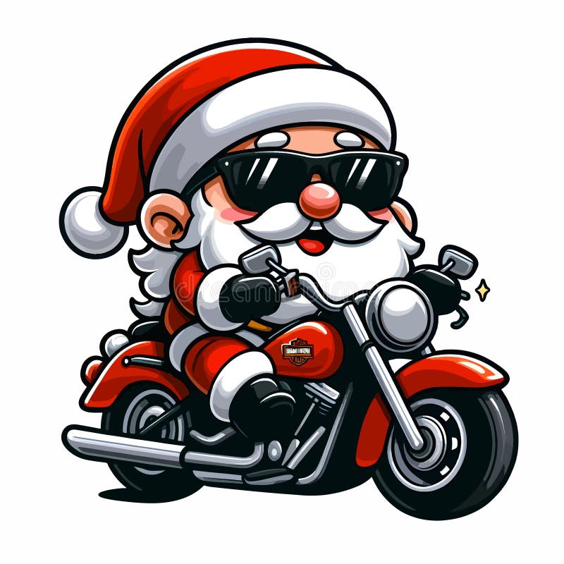 Santa Claus Riding a Classic Red Motorcycle in a Fun and Playful ...
