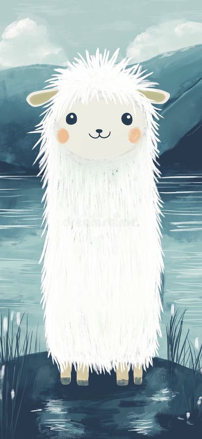 Cute Illustration of a Sheep. Cute Sheep Greeting Card Stock ...