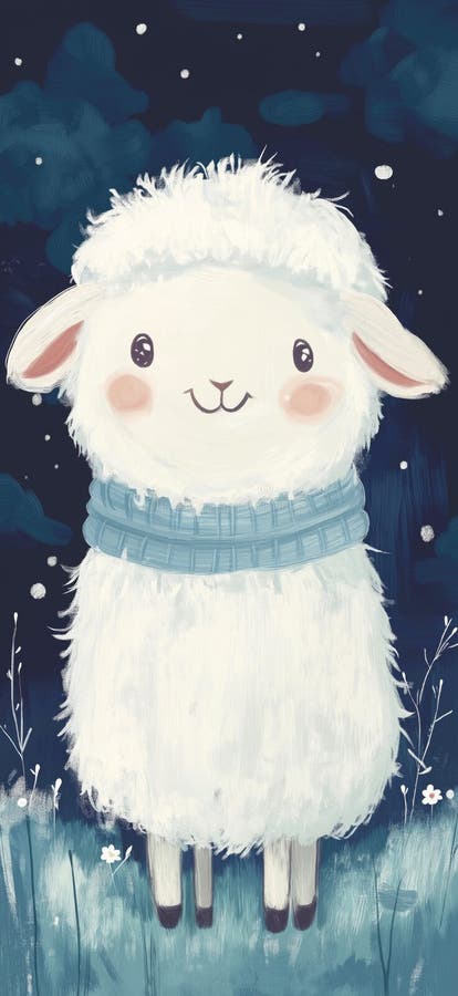 Cute Illustration of a Sheep. Cute Sheep Greeting Card Stock ...