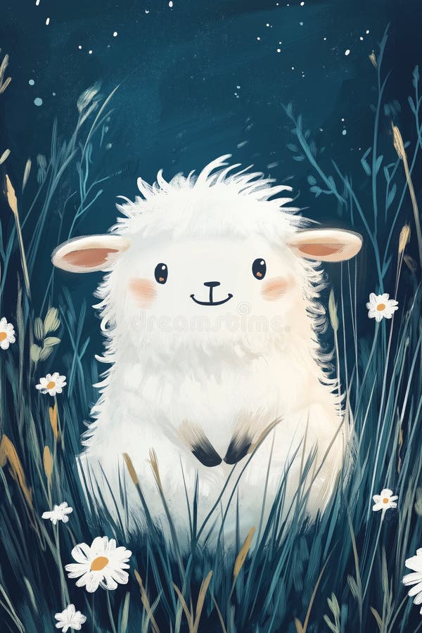 Cute Illustration of a Sheep. Cute Sheep Greeting Card Stock ...