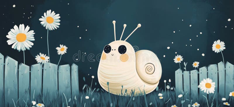 Cute Illustration of a Snail. Cute Snail Greeting Card Stock ...