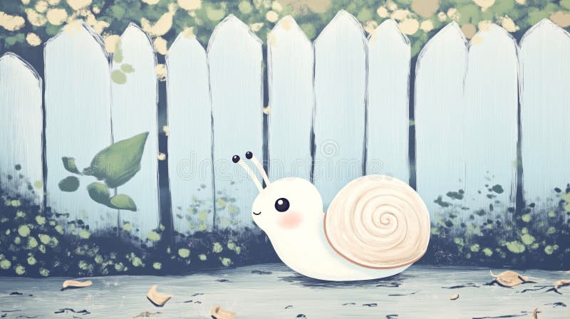 Cute Illustration of a Snail. Cute Snail Greeting Card Stock ...