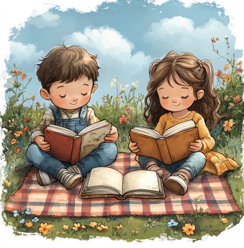 Children Reading Field Stock Illustrations – 168 Children Reading Field ...