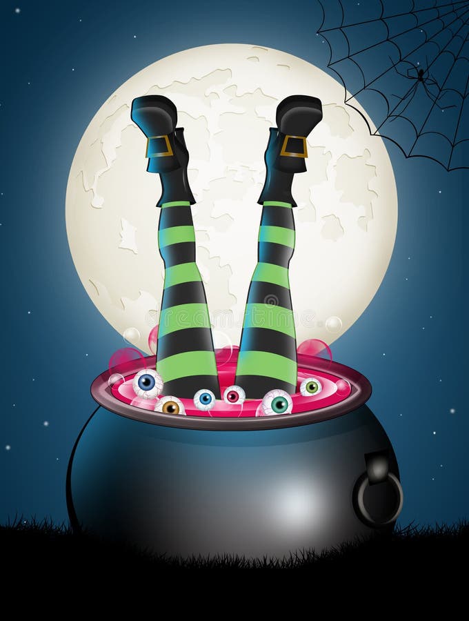 Illustration of Witch Legs in the Cauldron Stock Illustration ...