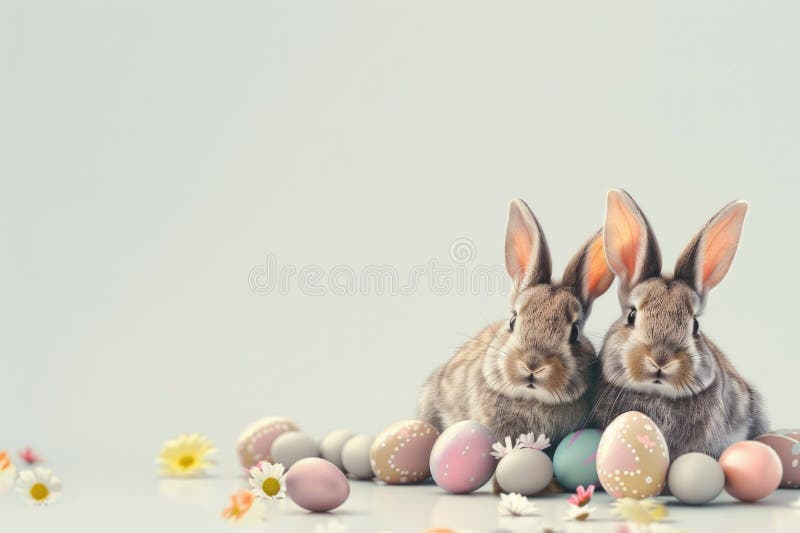 A Cute Image of a Pair of Rabbits Sitting Side by Side. Perfect for ...