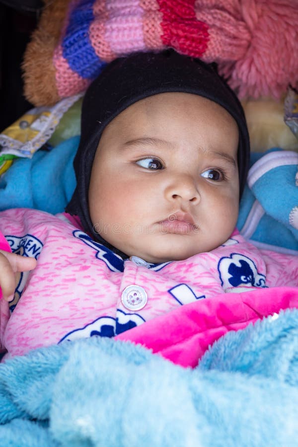 Cute Infant Indian Boy Looking Front from Flat Angle Stock Photo ...