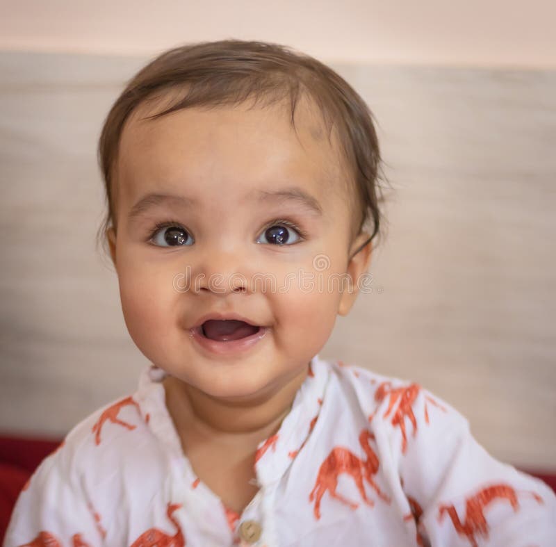 Cute Infant Isolated Smiling Face from Flat Angle Stock Image - Image ...