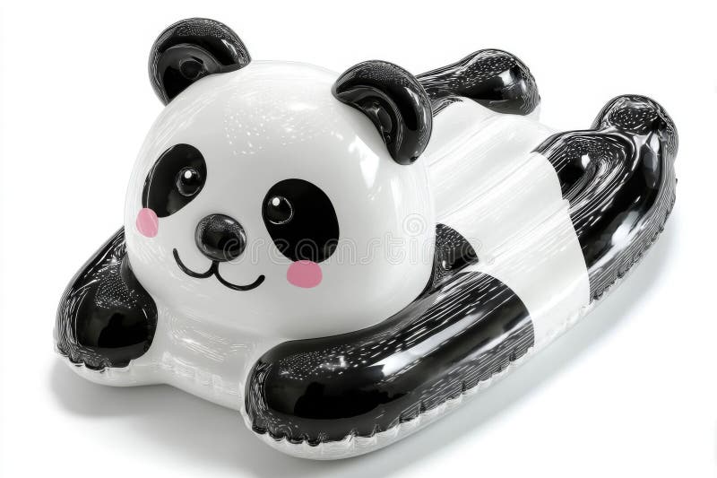Cute Inflatable Panda Pool Toy on White Background Stock Illustration ...